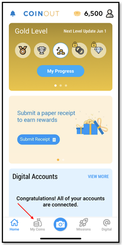 How do I access my rewards history? – CoinOut